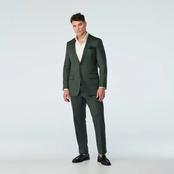 INDOCHINO Modica Herringbone Olive Suit - Green