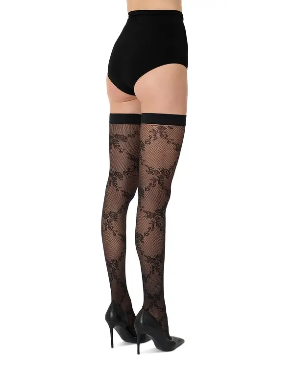 Wolford Floral Lace Stay Up Thigh Highs