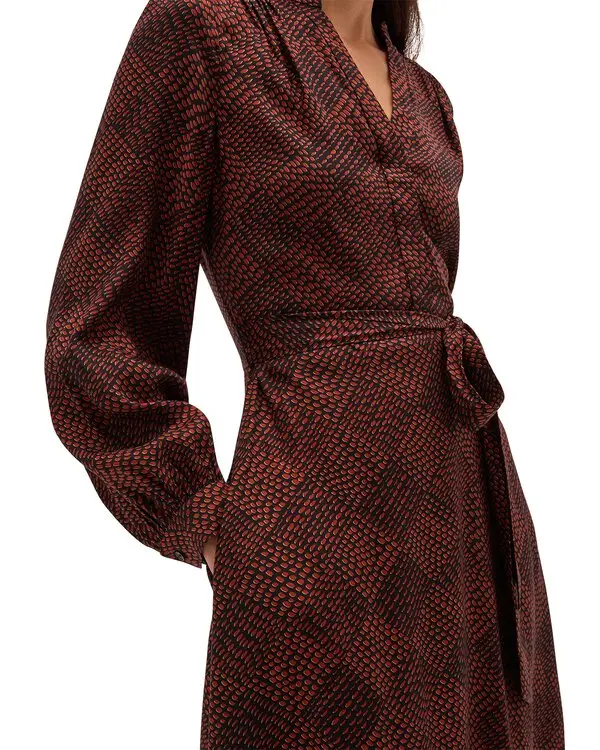 HOBBS LONDON Hilary Printed Tie Waist Dress
