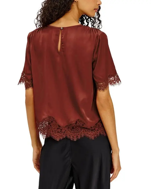 Rails Lace Trim Top - Crimson