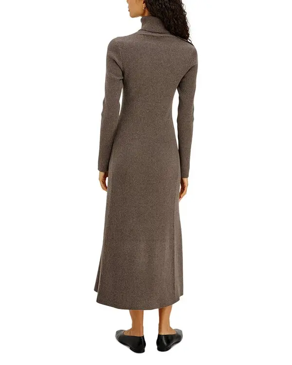 Rails Button Trim Ribbed Knit Turtleneck Dress