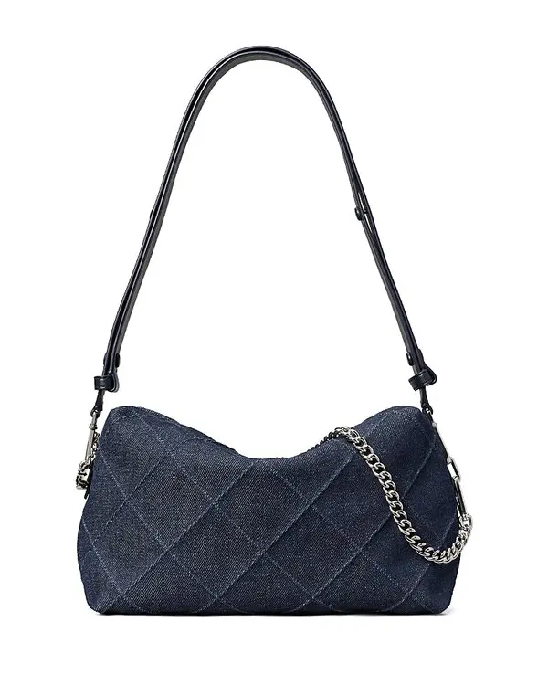 Tory Burch Fleming Large Diamond Quilted Denim Crossbody Bag