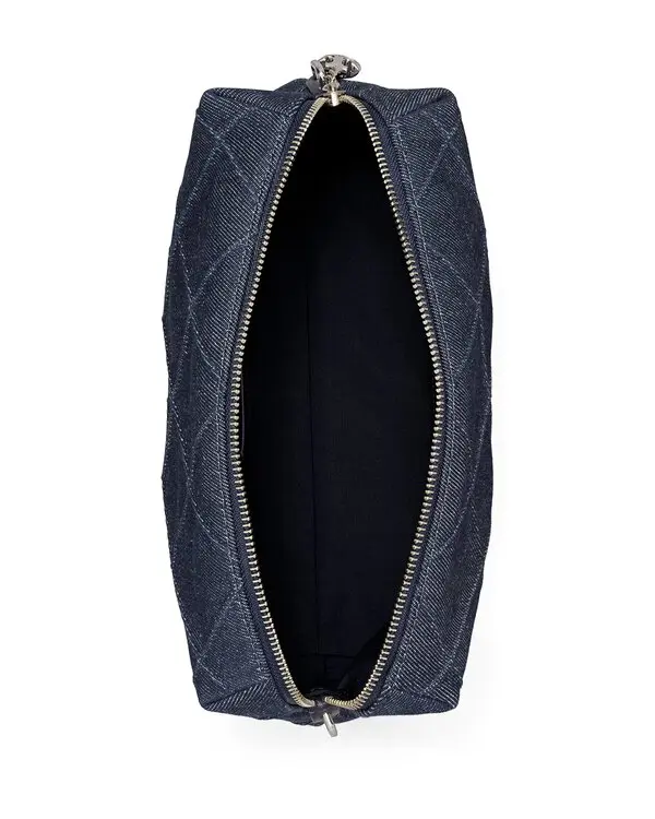 Tory Burch Fleming Large Diamond Quilted Denim Crossbody Bag