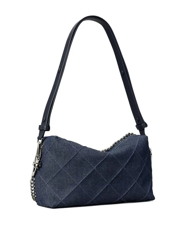 Tory Burch Fleming Large Diamond Quilted Denim Crossbody Bag
