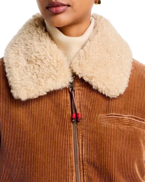 Xirena Bradley Sherpa Collar Cotton Corduroy Jacket - Camel