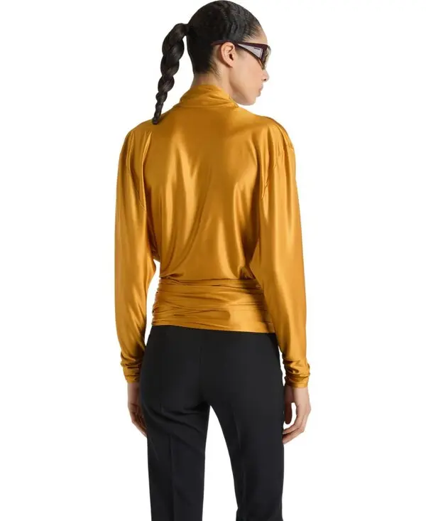 Balmain Flowy Jersey Tie-front Blouse