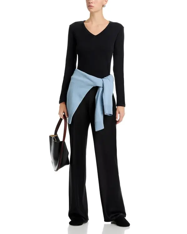 LESET Nando Slim V Neck Top - Black