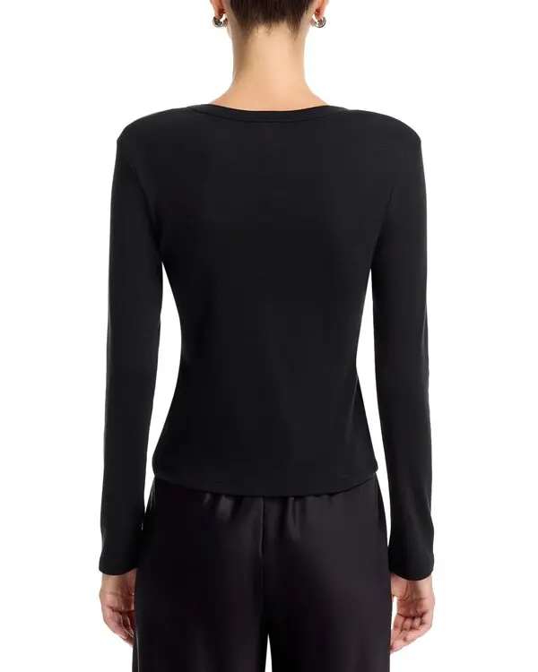 LESET Nando Slim V Neck Top - Black