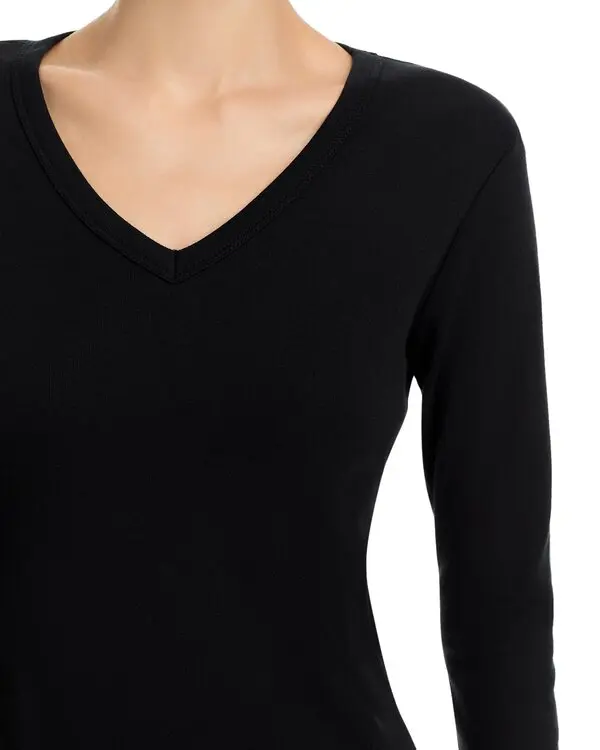 LESET Nando Slim V Neck Top - Black