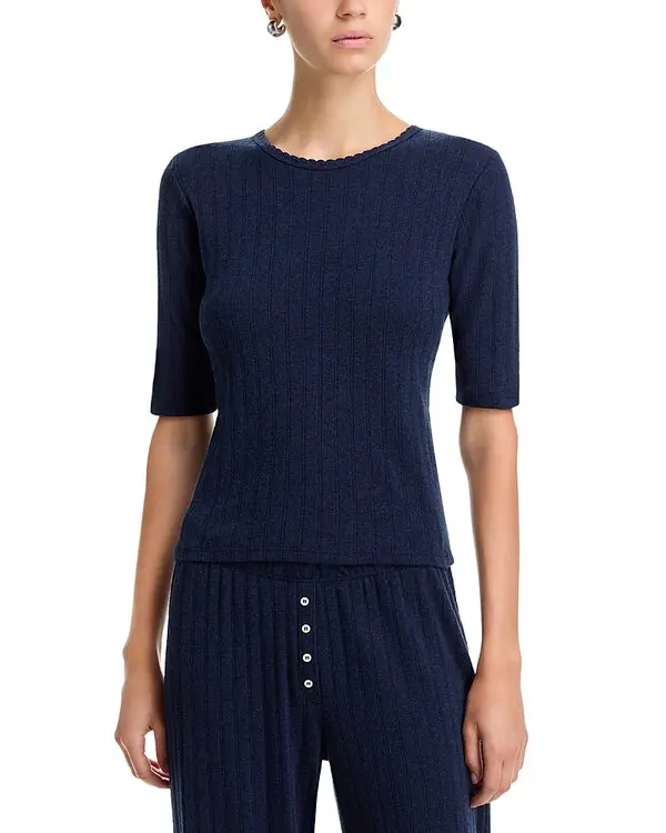 LESET Pointelle Mid-sleeve Tee