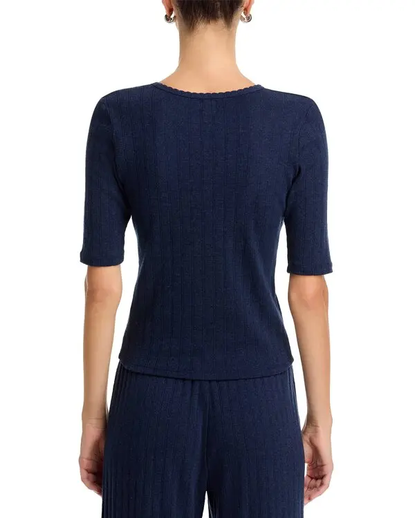 LESET Pointelle Mid-sleeve Tee