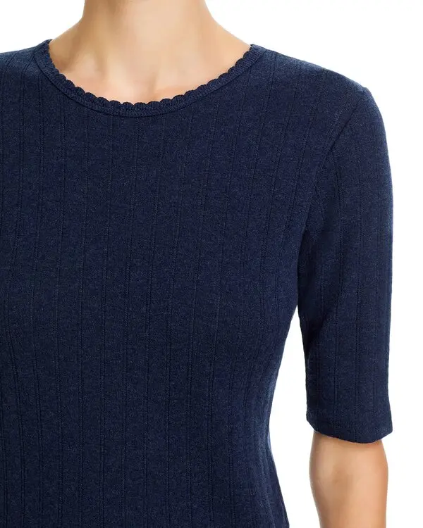 LESET Pointelle Mid-sleeve Tee