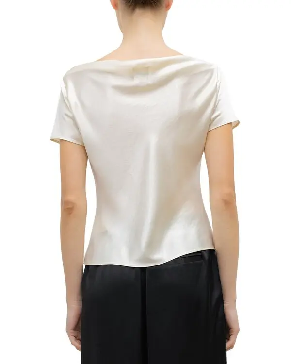 LESET Barb Draped Neck Top - Creme