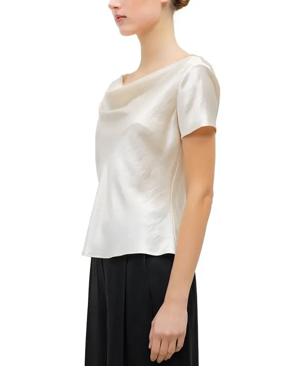 LESET Barb Draped Neck Top - Creme