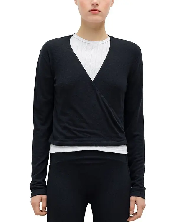 LESET Lauren Crop Wrap Top