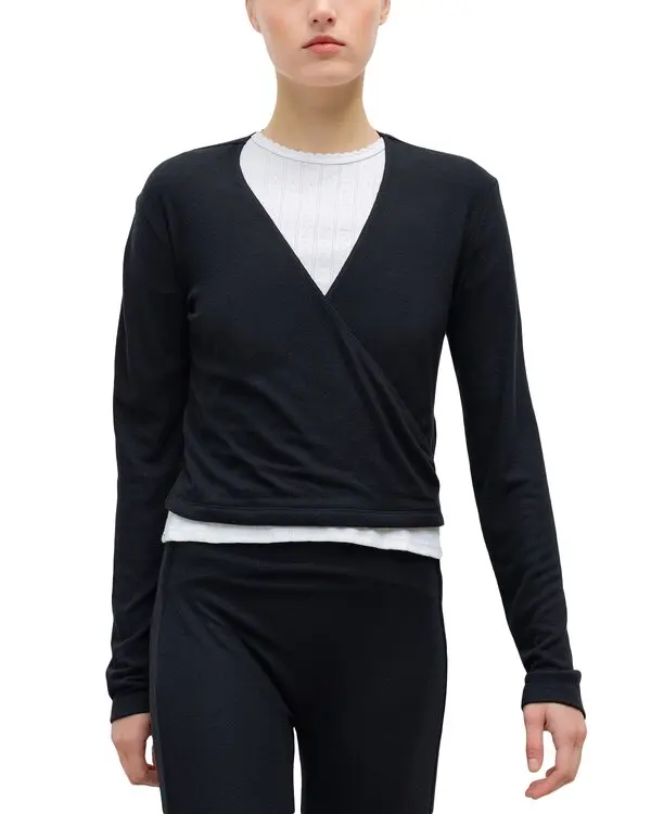 LESET Lauren Crop Wrap Top