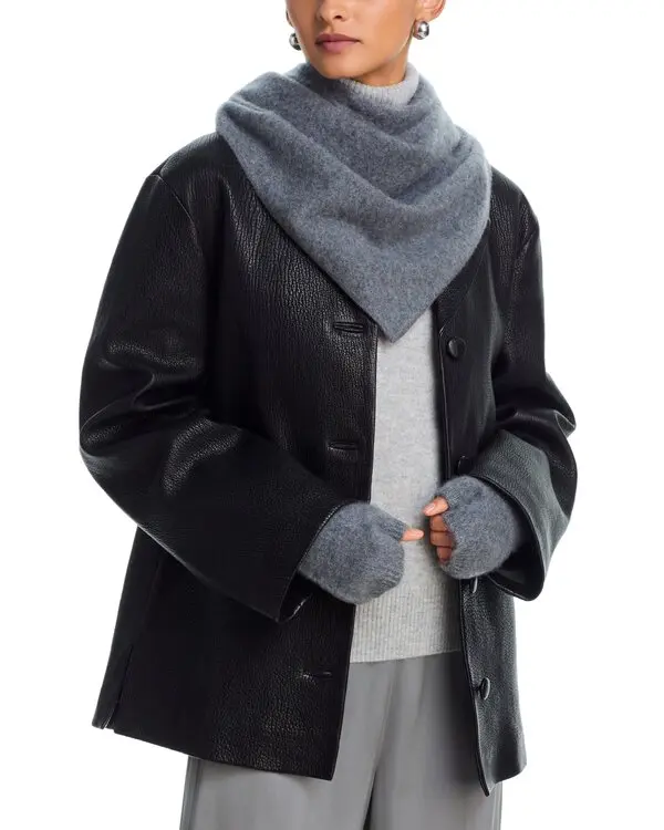 Aqua Brushed Cashmere Triangle Wrap Exclusive - Grey