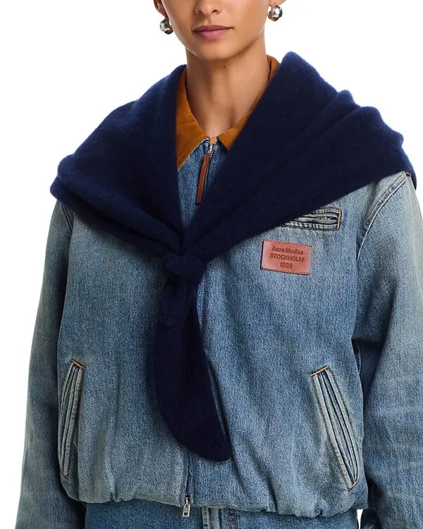 Aqua Brushed Cashmere Triangle Wrap Exclusive - Navy