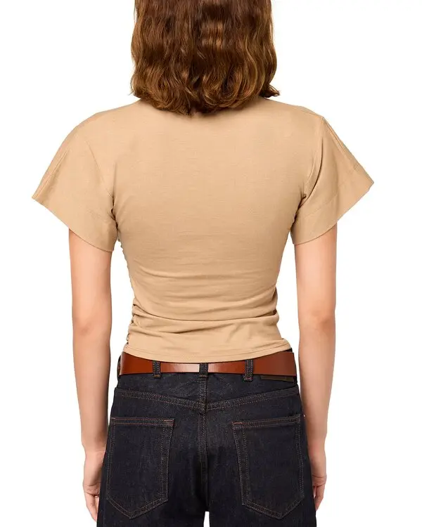 THE LINE BY K Penelope Ruched Front Top - Beige