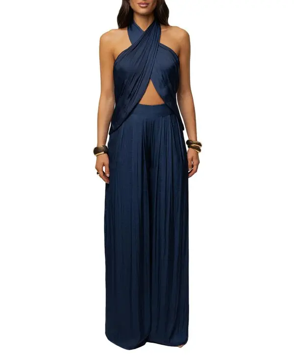 JLUXLABEL Core Form Pleated Wide-leg Trousers - Blue