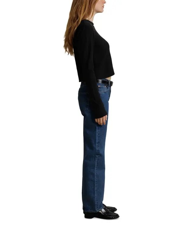 PERFECTWHITETEE Ivanna Micro Modal Cashmere Rib Long Sleeve Top - True Black