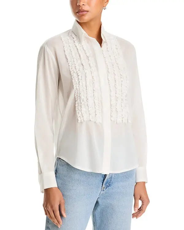 CISSA The Cotton Ruffle Shirt - White
