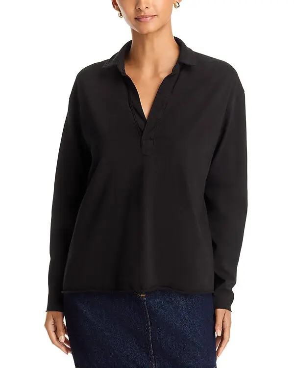 Frank & Eileen Patrick Cotton Collared Sweatshirt - Black