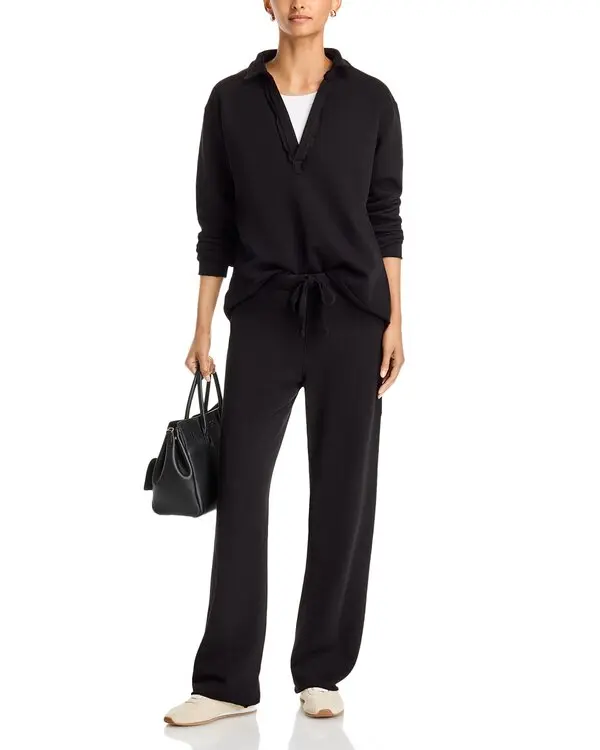 Frank & Eileen Patrick Cotton Collared Sweatshirt - Black