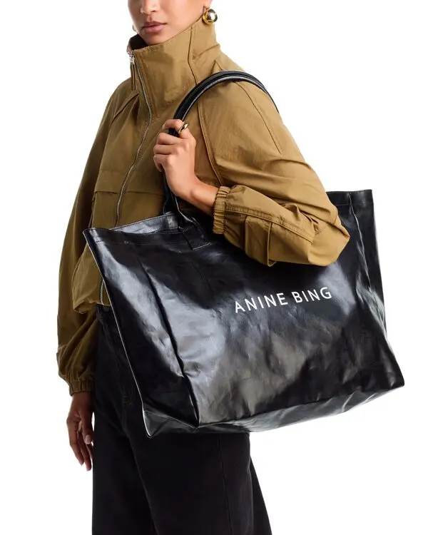 ANINE BING Leo Large Coated Canvas Tote Bag