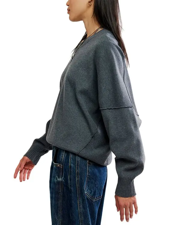 Free People Alma Long Sleeve Sweater - Charcoal