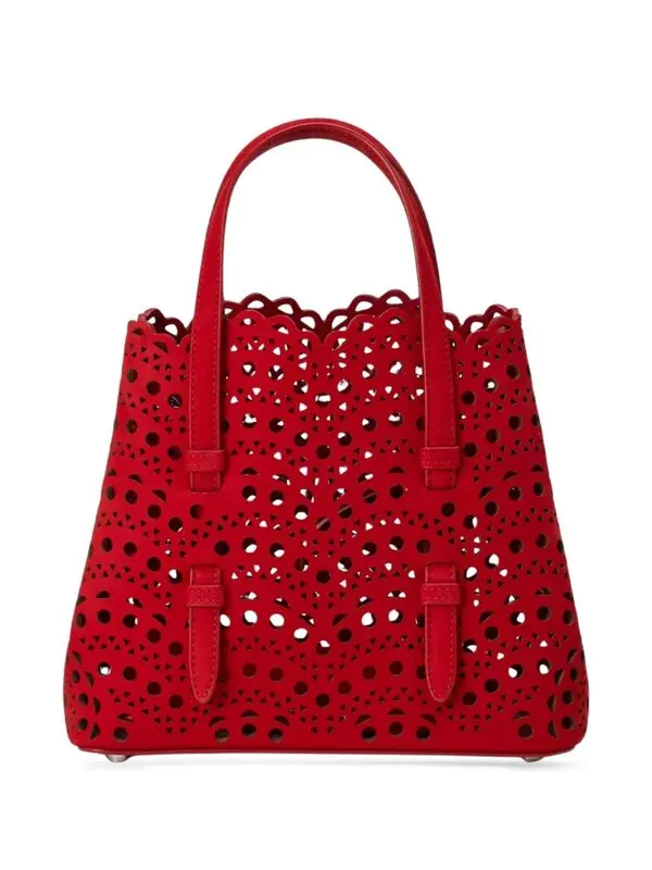 Alaïa Mina 20 Perforated Leather Handbag - Beige