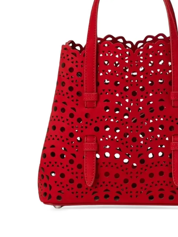 Alaïa Mina 20 Perforated Leather Handbag - Beige