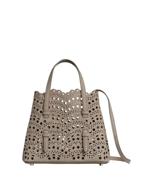 Alaïa Mina 20 Perforated Leather Handbag - Beige