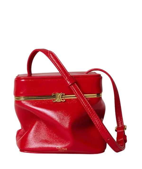 Celine Cube Frame In Glossy Lambskin - Red