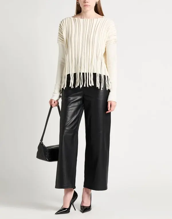 Liviana Conti Virgin Wool Sweater With Fringe Detail - White