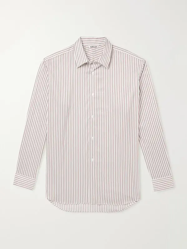 Auralee Striped Cotton And Silk-blend Shirt