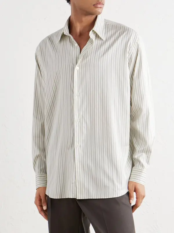 Auralee Striped Cotton And Silk-blend Shirt - Neutrals