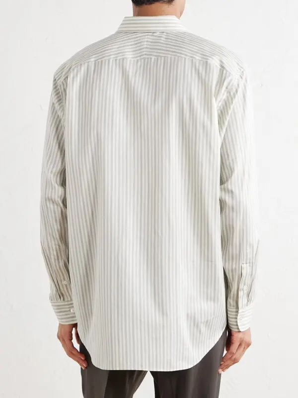 Auralee Striped Cotton And Silk-blend Shirt - Neutrals
