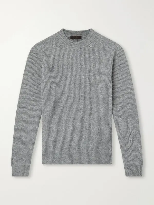 SLOWEAR Zanone Slim-fit Ribbed Wool Sweater - Gray
