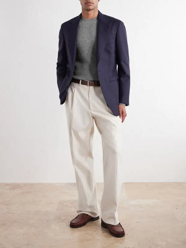 SLOWEAR Zanone Slim-fit Ribbed Wool Sweater