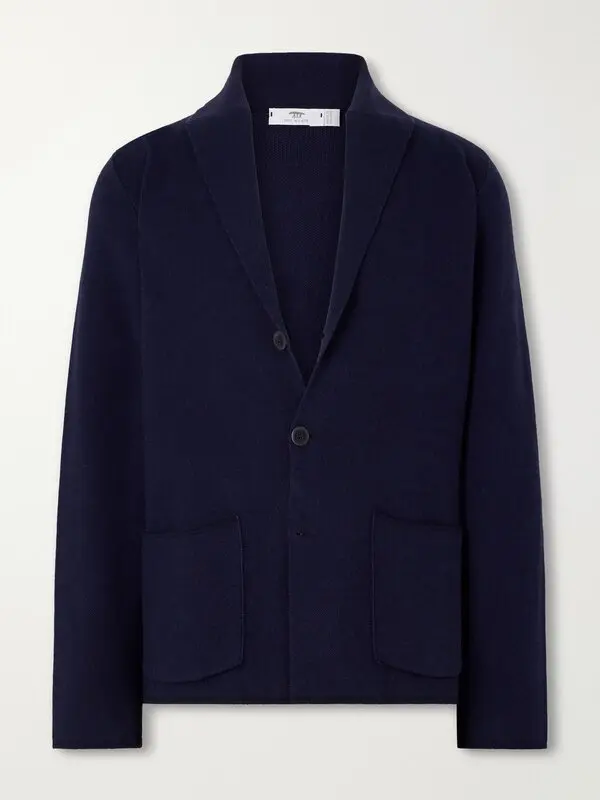 Inis Meáin Merino Wool, Cotton And Cashmere-blend Cardigan - Blue