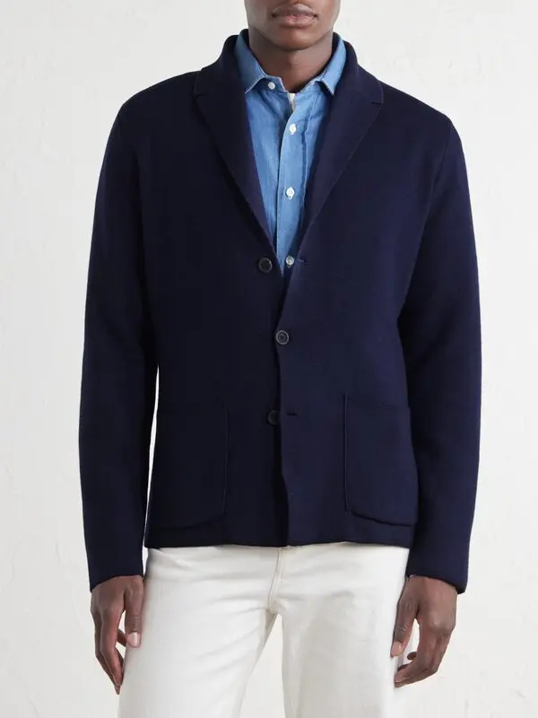 Inis Meáin Merino Wool, Cotton And Cashmere-blend Cardigan - Blue
