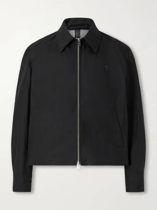 AMI Paris Logo-appliquéd Shell Blouson Jacket - Black