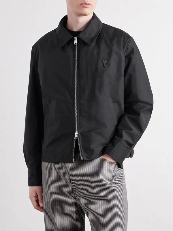 AMI Paris Logo-appliquéd Shell Blouson Jacket