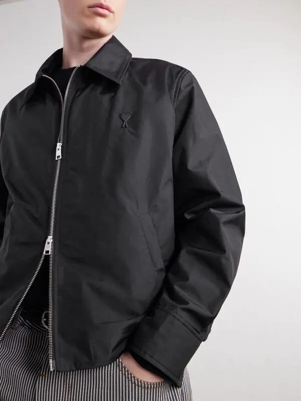 AMI Paris Logo-appliquéd Shell Blouson Jacket