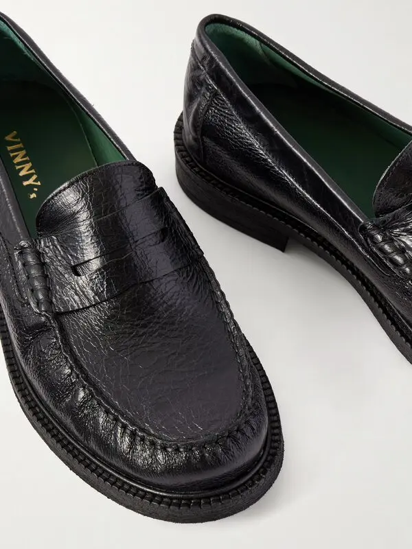 VINNY'S Yardee Tumbled Leather Loafers