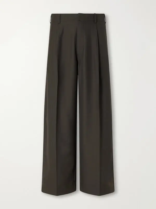 LEMAIRE Straight-leg Pleated Trousers - Brown