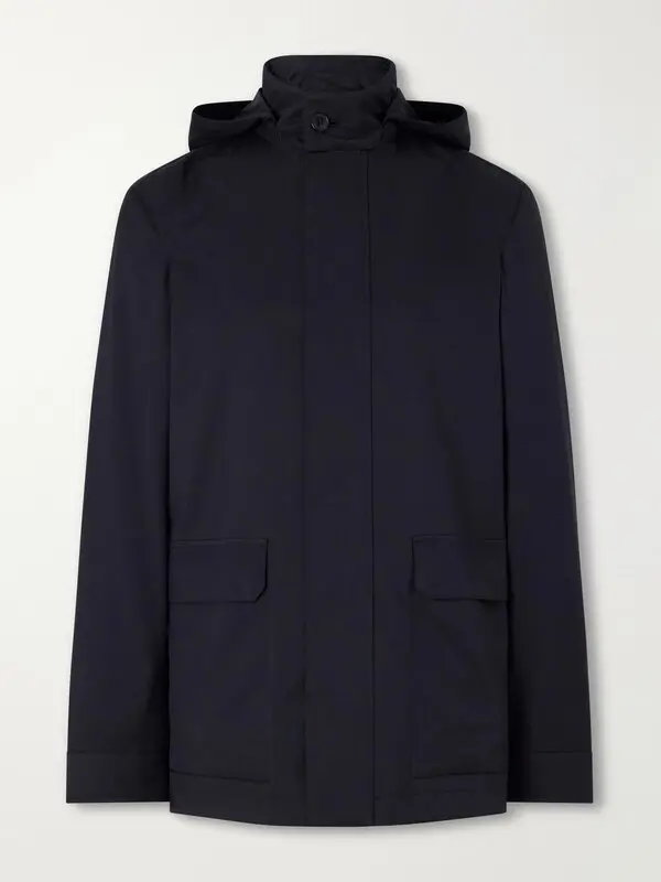 Zegna Twill Hooded Jacket - Blue