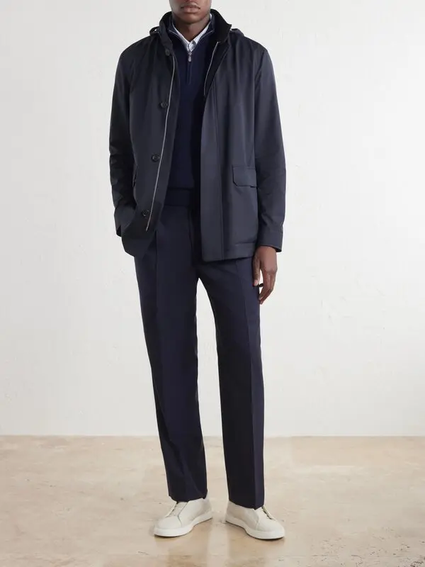 Zegna Twill Hooded Jacket - Blue
