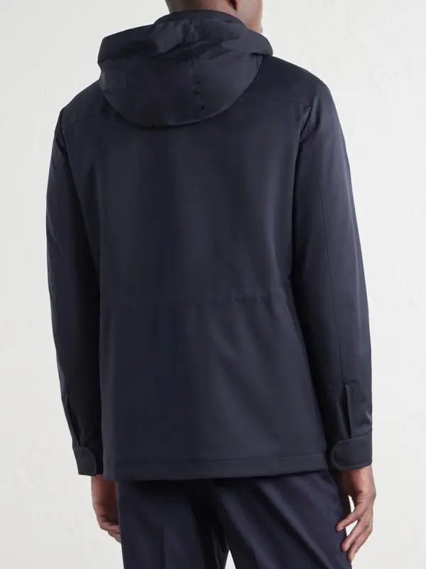 Zegna Twill Hooded Jacket - Blue